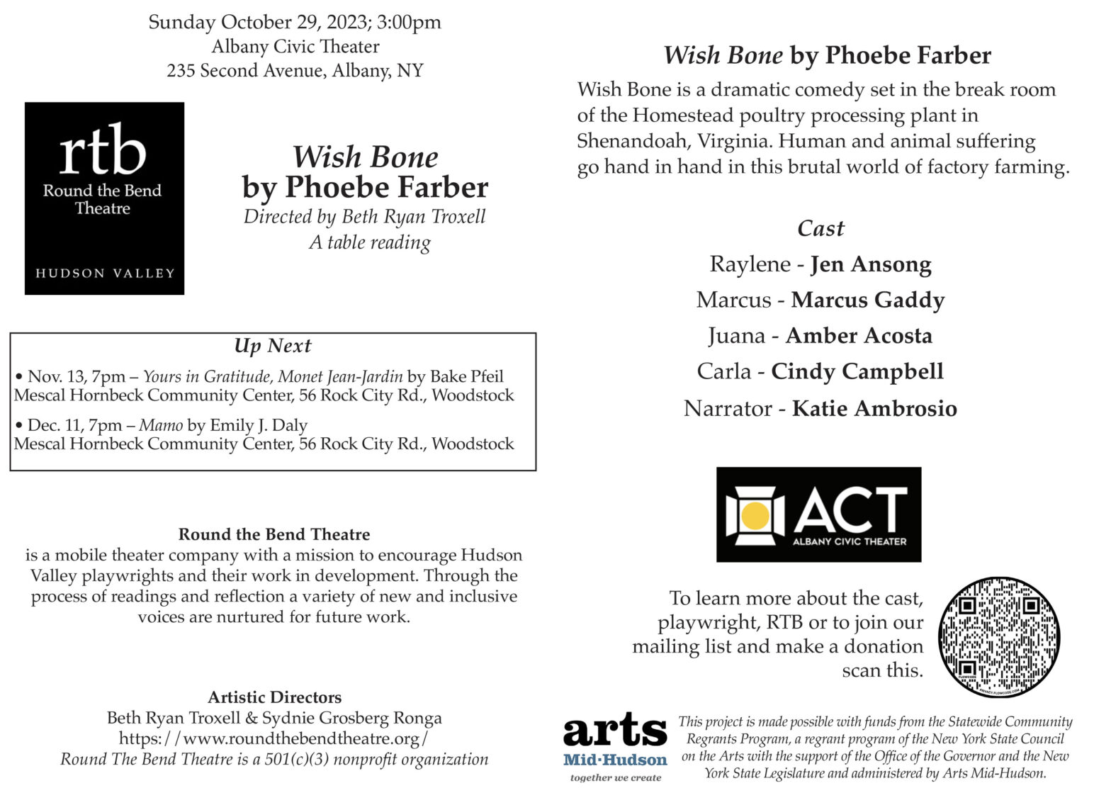 2023 Readings - Round The Bend Theatre